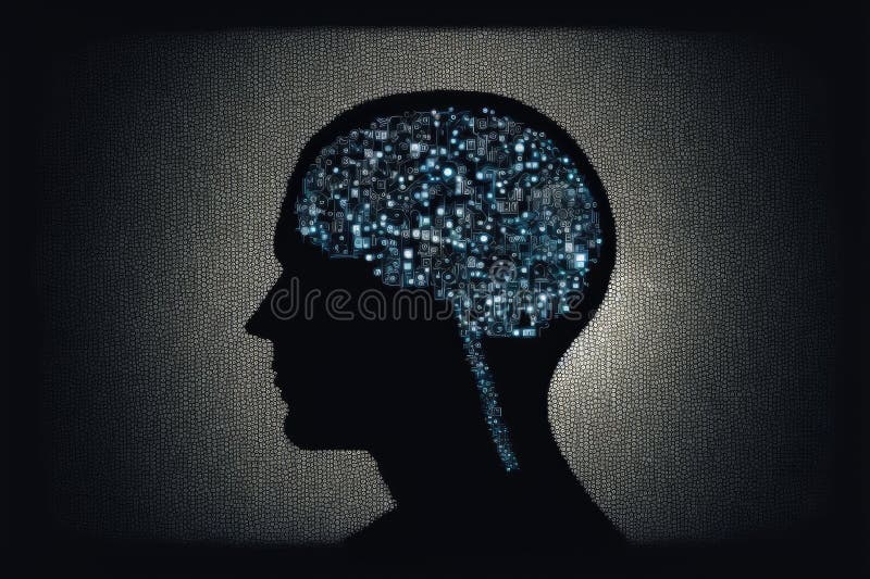 Genius Human Head with AI Brain Artificial Intelligence Virtual ...