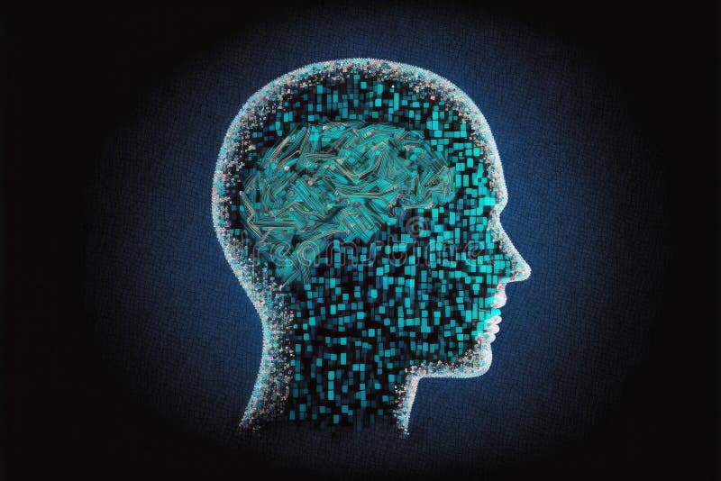 Genius Human Head with AI Brain Artificial Intelligence Virtual ...