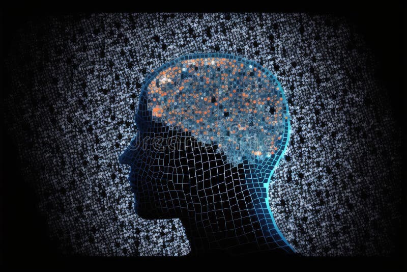 Genius Human Head with AI Brain Artificial Intelligence Virtual ...