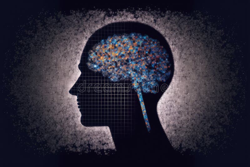 Genius Human Head with AI Brain Artificial Intelligence Virtual ...