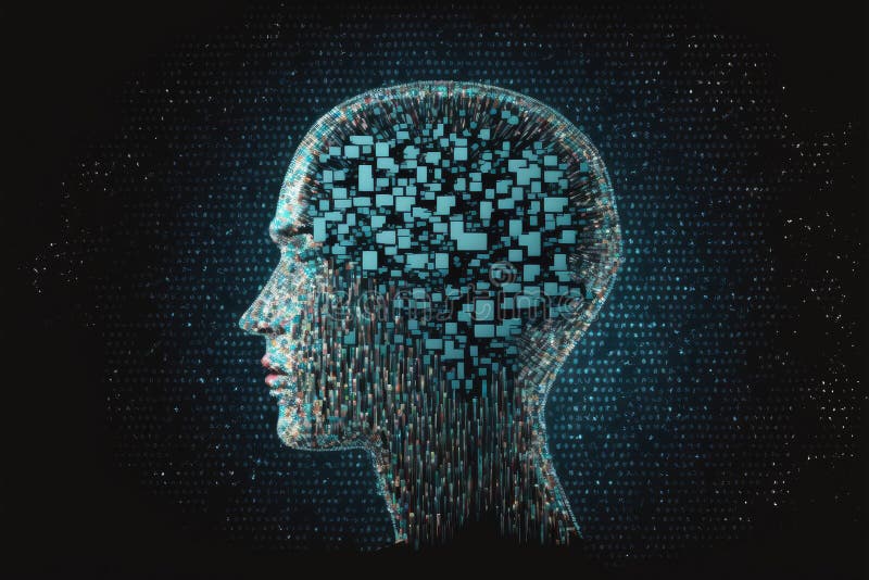 Genius Human Head with AI Brain Artificial Intelligence Virtual ...
