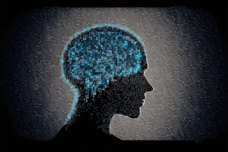 Genius Human Head with AI Brain Artificial Intelligence Virtual ...