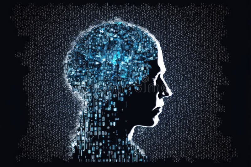 Genius Human Head with AI Brain Artificial Intelligence Virtual ...