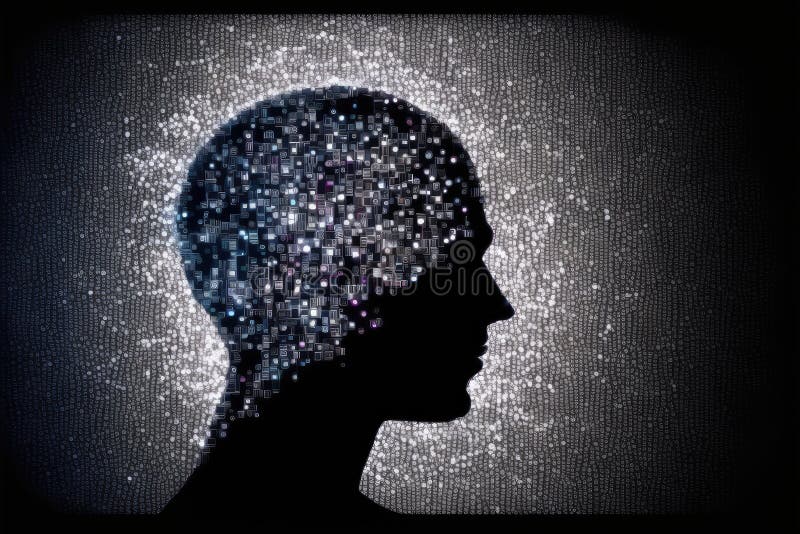 Genius Human Head with AI Brain Artificial Intelligence Virtual ...