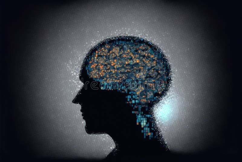 Genius Human Head with AI Brain Artificial Intelligence Virtual ...