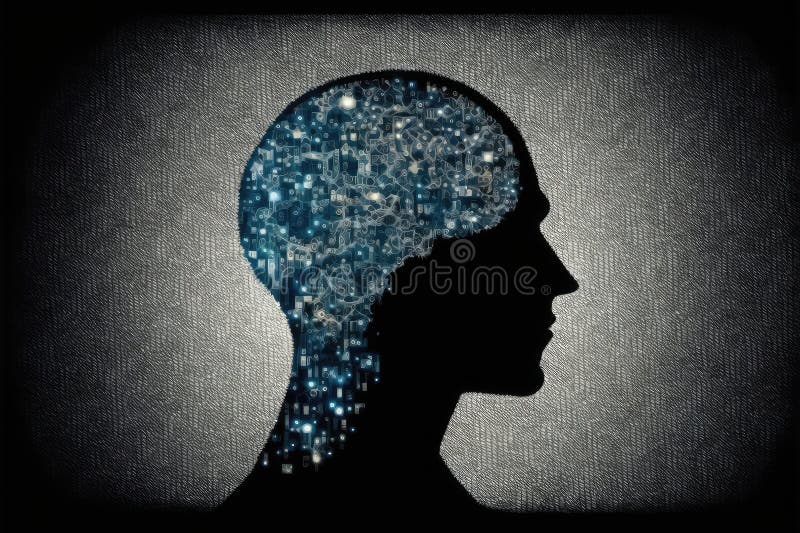 Genius Human Head with AI Brain Artificial Intelligence Virtual ...