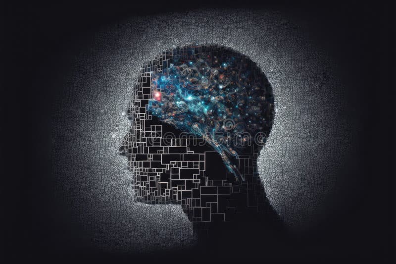 Genius Human Head with AI Brain Artificial Intelligence Virtual ...