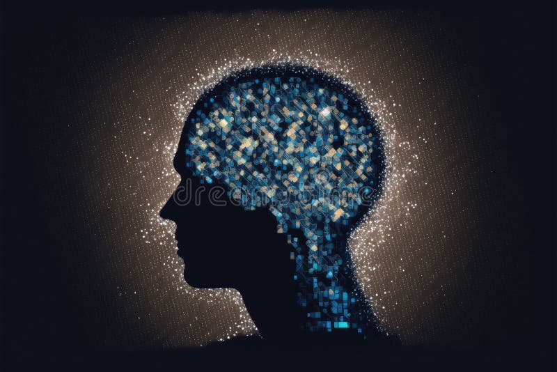 Genius Human Head with AI Brain Artificial Intelligence Virtual ...