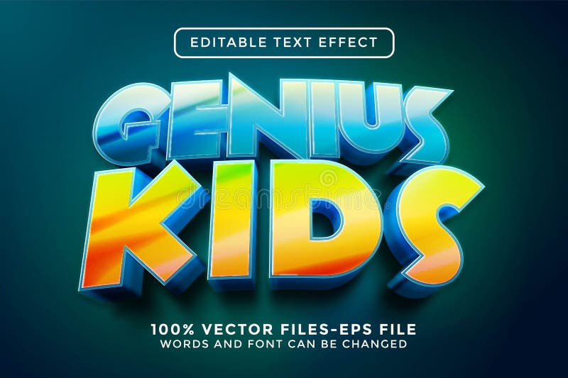 Genius Kids Editable Text Effect Stock Vector - Illustration of effect ...