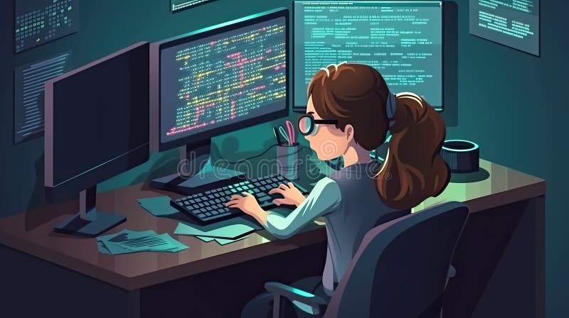 Genius Little Boy As a Hacker is Coding and Programming on Computer ...