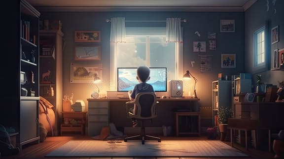 Genius Little Boy As a Hacker is Coding and Programming on Computer ...