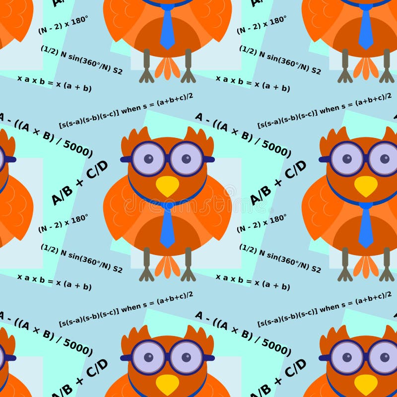 Genius Owl Seamless Background Design Stock Illustration - Illustration ...