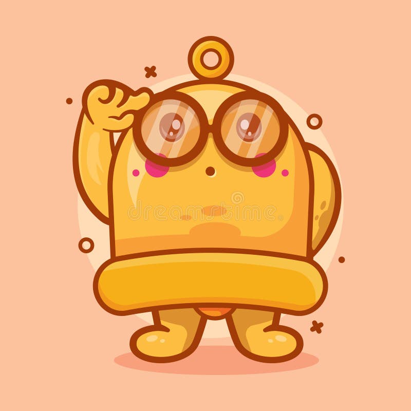 Genius Yellow Bell Character Mascot with Think Expression Isolated ...