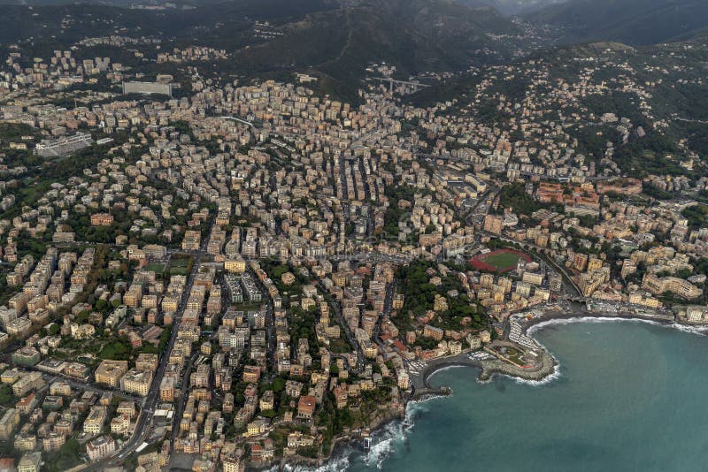 Genoa Aerial View before Landing on Cloudy Day Stock Image - Image of ...