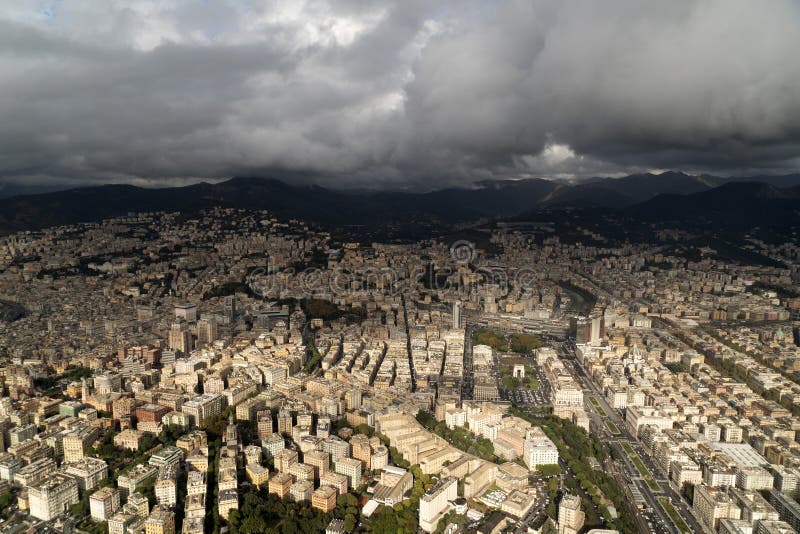 Genoa Aerial View before Landing on Cloudy Day Stock Image - Image of ...