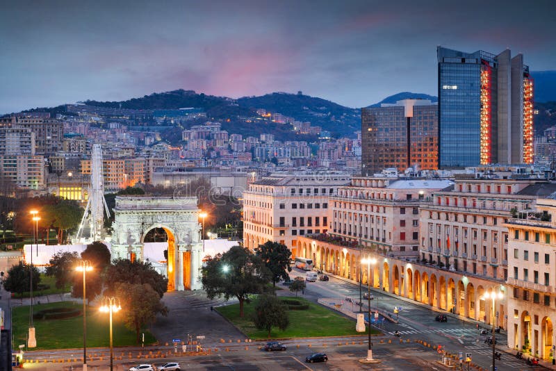 Genoa, Italy with Arco Della Vittoria Stock Image - Image of historic ...