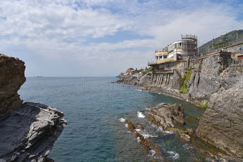 Genoa Nervi Waterfront - Promenade and Coastline - Ligurian Sea - Italy ... Genoa Nervi Waterfront - Promenade and Coastline - Ligurian Sea - Italy ...