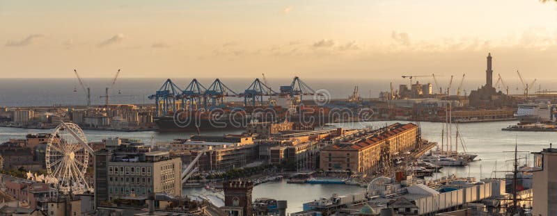 Panoramic Aerial View of the Port of Genoa Editorial Stock Image ...