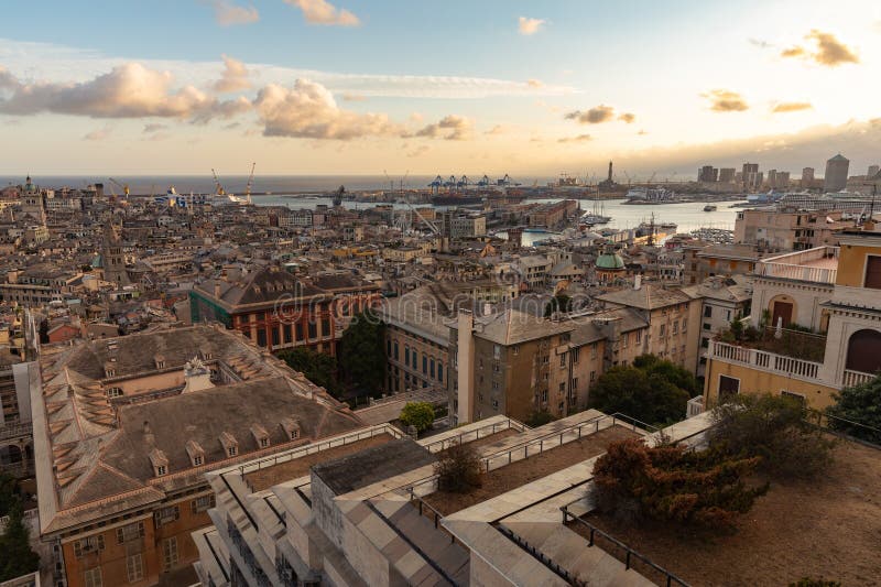 Stunning Panoramic Aerial View of the Port of Genoa Stock Photo - Image ...