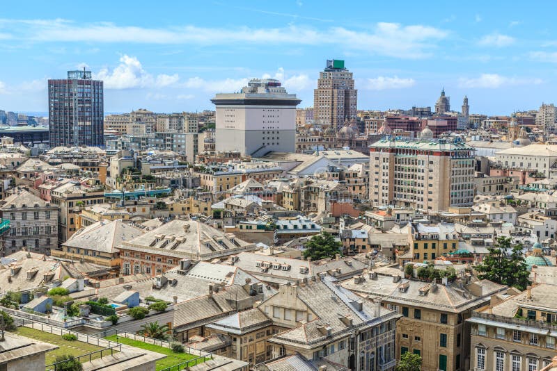 Genoa Old City View from the Mountain Stock Image - Image of historical ...