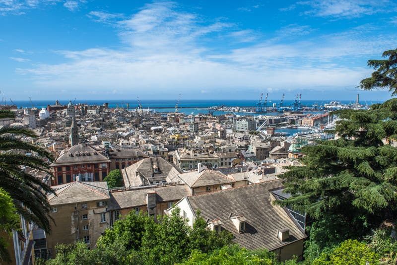 Genoa Scenic Panorama, Ligurian Coast, Italy Stock Image - Image of ...