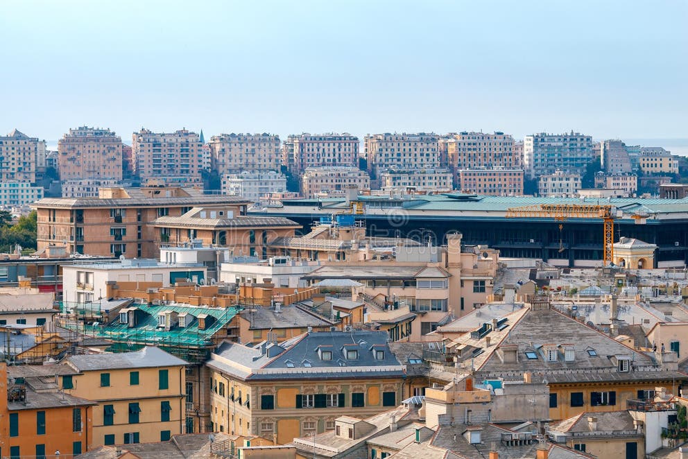 Genoa. View from above. stock image. Image of transport - 75729527