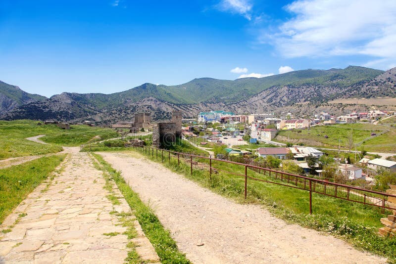 Genoese Fortress and City Sudak Stock Image - Image of rarity, fortress ...