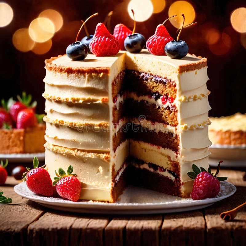 Genoise Cake , Traditional Popular Sweet Dessert Cake Stock ...