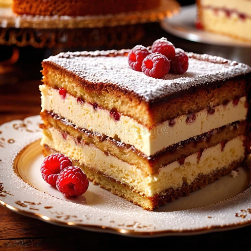 Genoise Cake , Traditional Popular Sweet Dessert Cake Stock ...