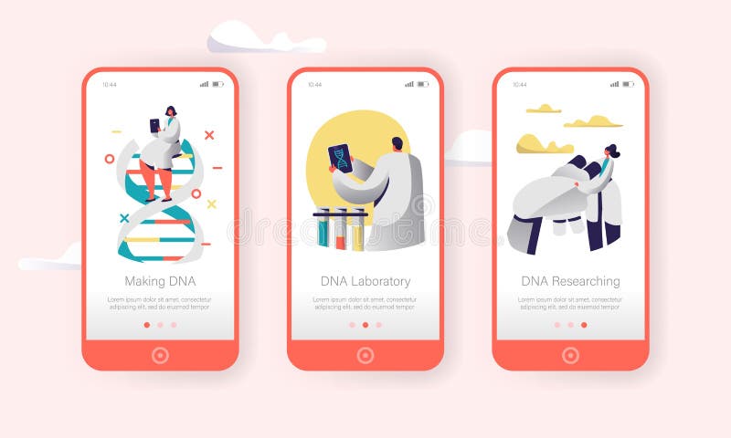 Genome DNA Experimental Lab Character Mobile App Page Onboard Screen ...