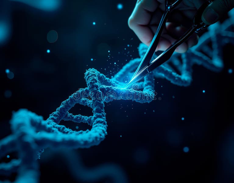 Genome Editing Using CRISPR. 3D-rendered Visualization of a DNA Strand ...