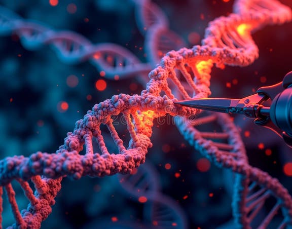 Genome Editing Using CRISPR. 3D-rendered Visualization of a DNA Strand ...