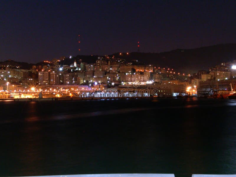 Genova by night stock photo. Image of industry, history - 305870482