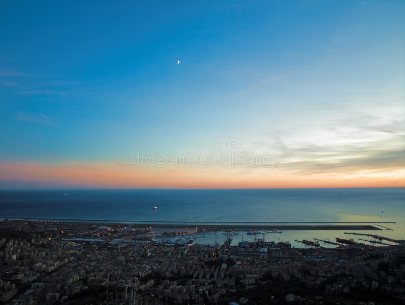 Genova Sunset on Harbor stock photo. Image of harbor - 13939320