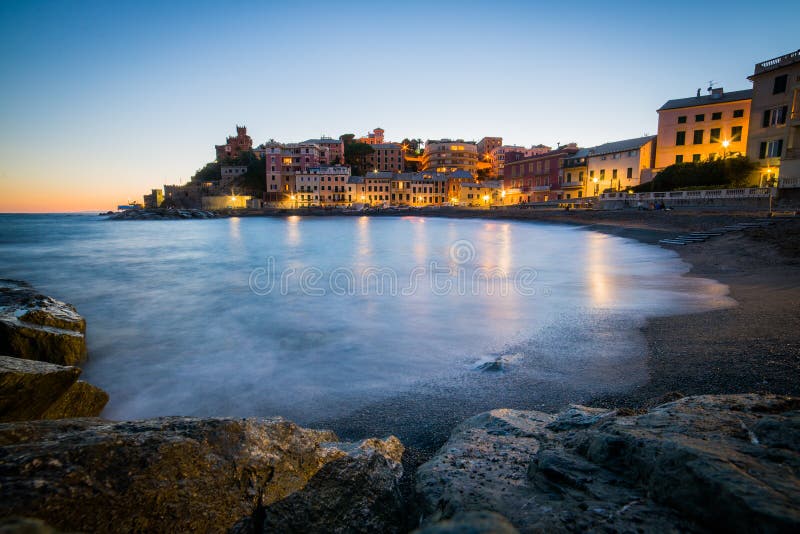 Genova at sunset stock image. Image of colorful, card - 98318315