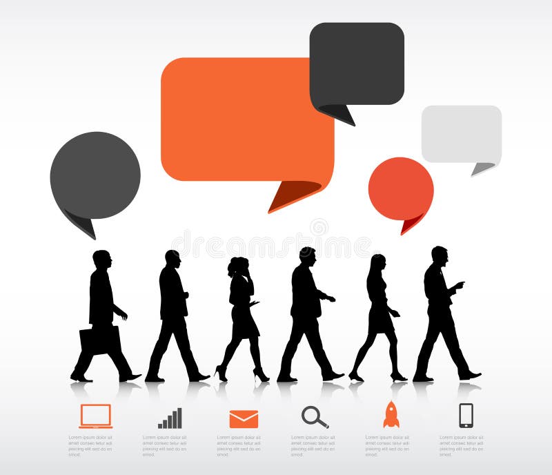 Gens D'affaires De La Parole De Bulle De Communication De Concept De Marche De Digital ...