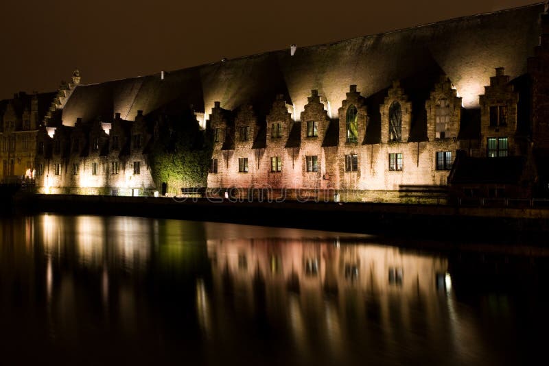Gent by Night stock photo. Image of clouds, belgique, polution - 3910032