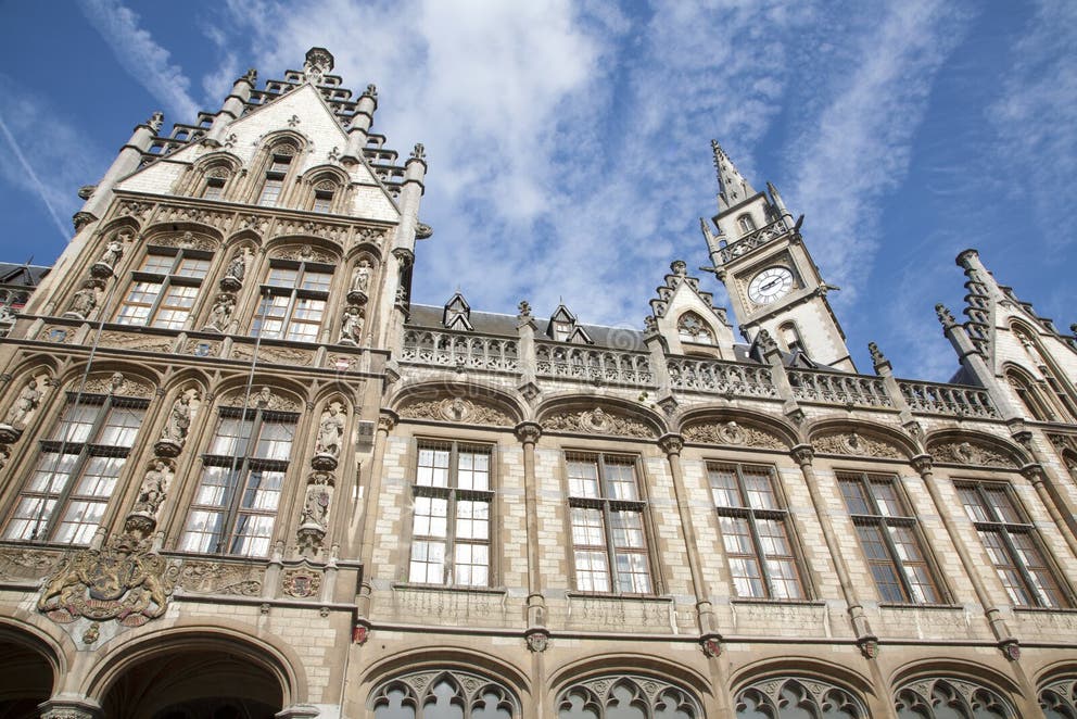 Gent - Post Palace in Morning Light Stock Image - Image of architecture ...