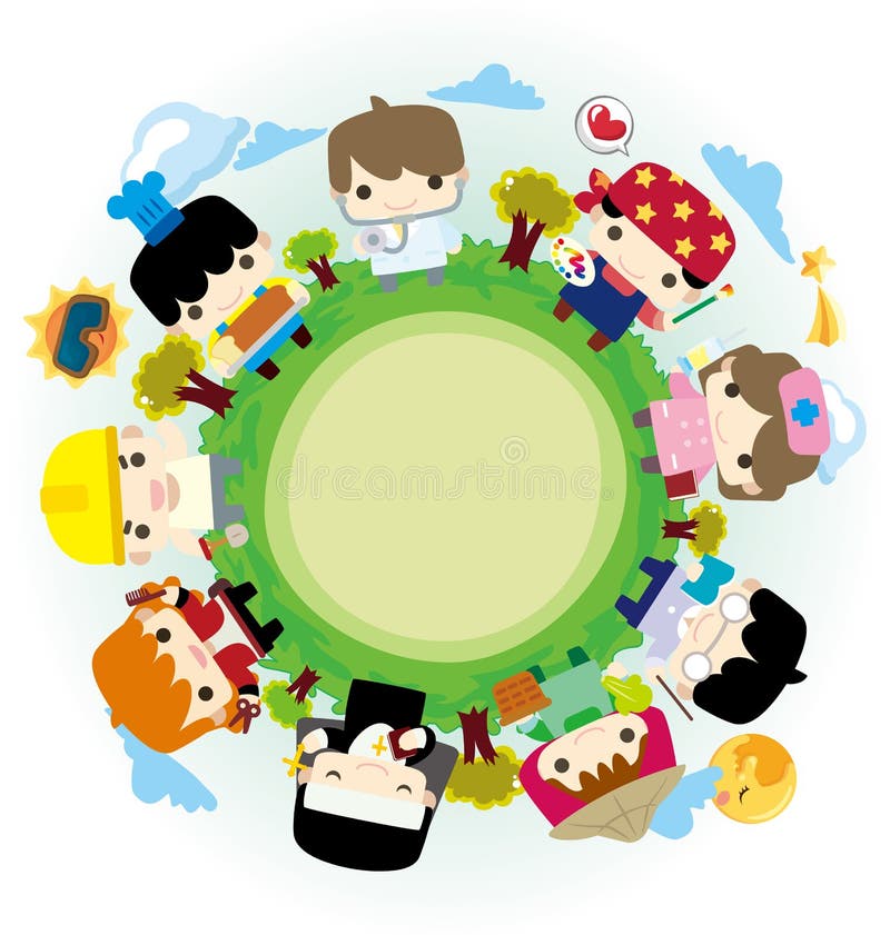 Gente alrededor del mundo stock de ilustración. Ilustración de rodeado ...