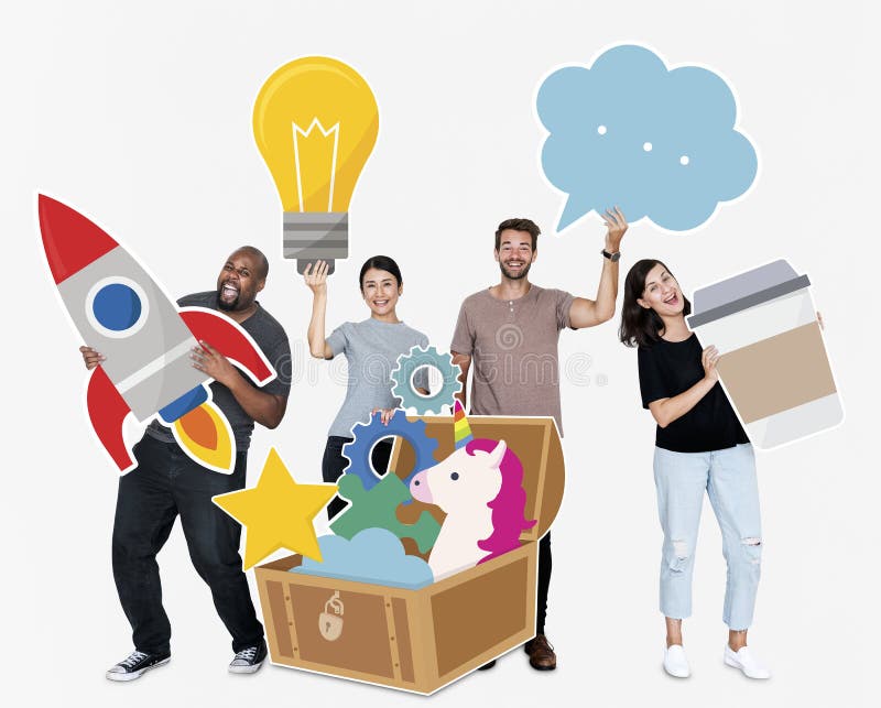 Gente Creativa Con Un Tesoro De Ideas Imagen de archivo - Imagen de ...