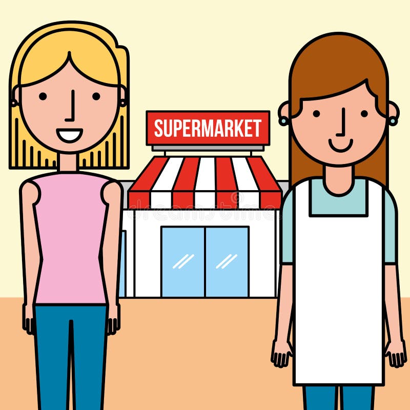 Gente Del Supermercado De La Mujer De La Dependienta Y Del Cliente ...