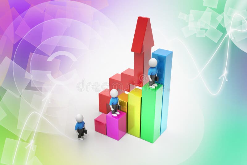 Gente Di Affari 3d Che Scala Sull'istogramma Illustrazione di Stock ...