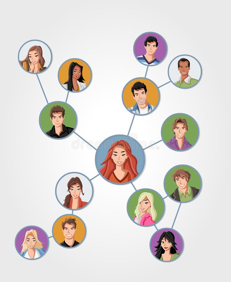 Gente Conectada Y Ejemplo Del Establecimiento De Una Red Stock de ...