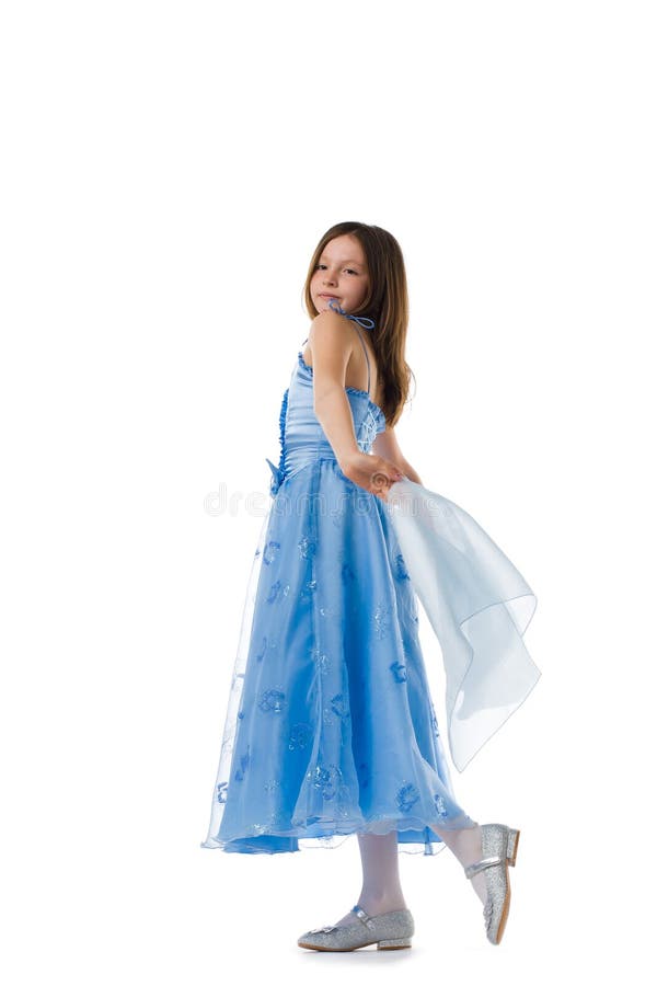 Gentille Fille Dans La Robe Bleue Photo stock - Image du mignon ...