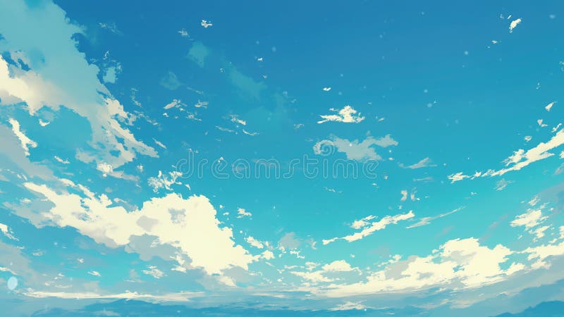 Gentle Anime Style Clouds Float Across the Sky, Creating a Breathtaking ...