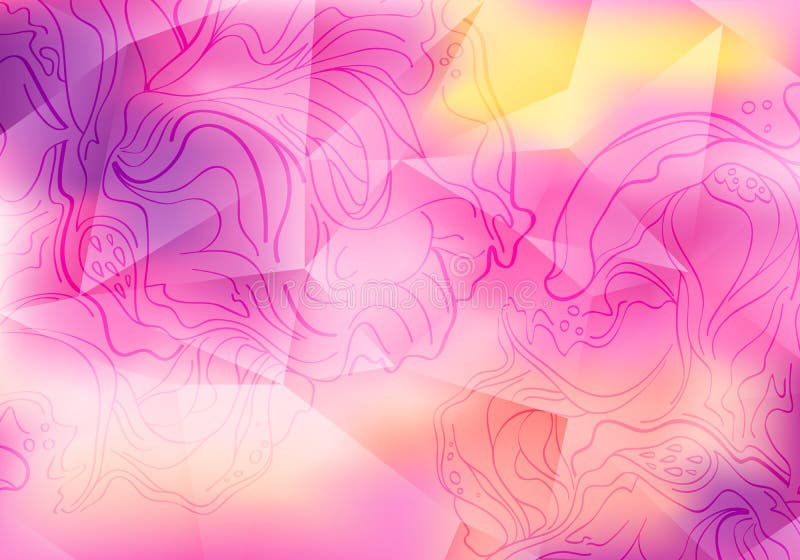 Gentle Background with Flowers and Triangles. Pink and Yellow Vector ...