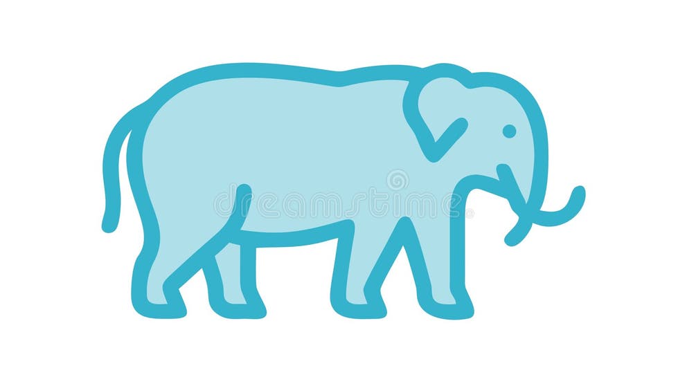 Gentle Blue Elephant Icon for Wildlife Conservation, Vector Design ...