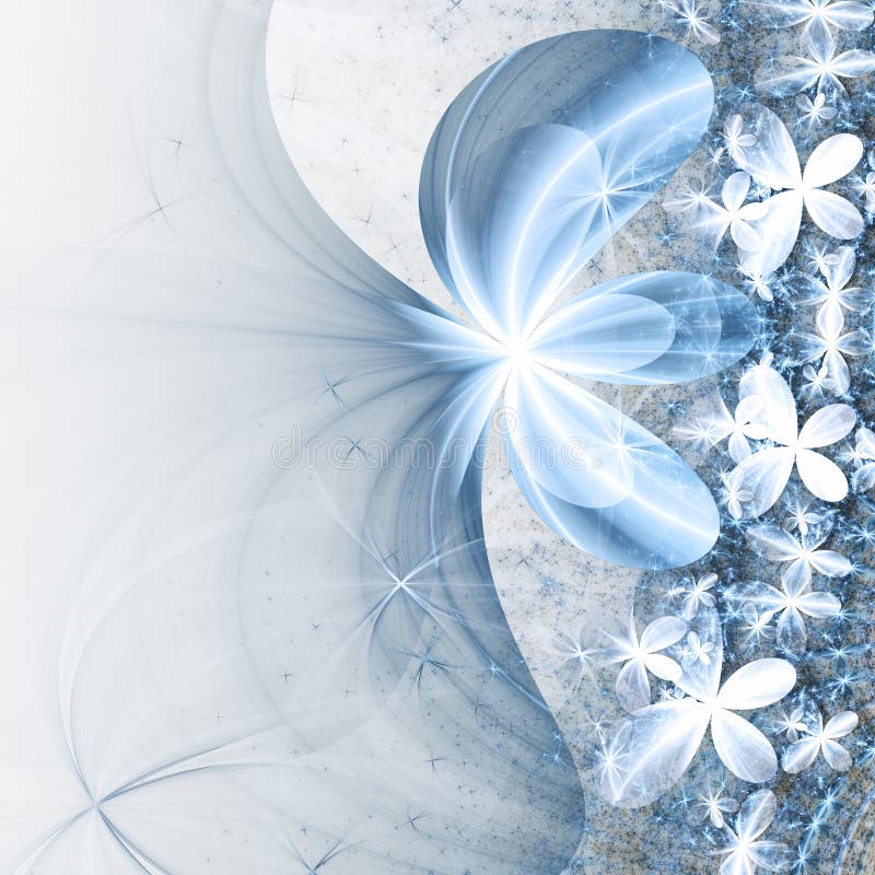 Gentle Blue Fractal Flowers Stock Illustration Illustration Of