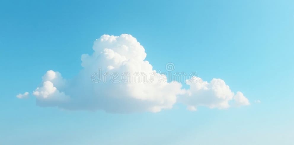 Gentle Blue Sky with a Large White Puffy Cloud and Subtle Gradient ...
