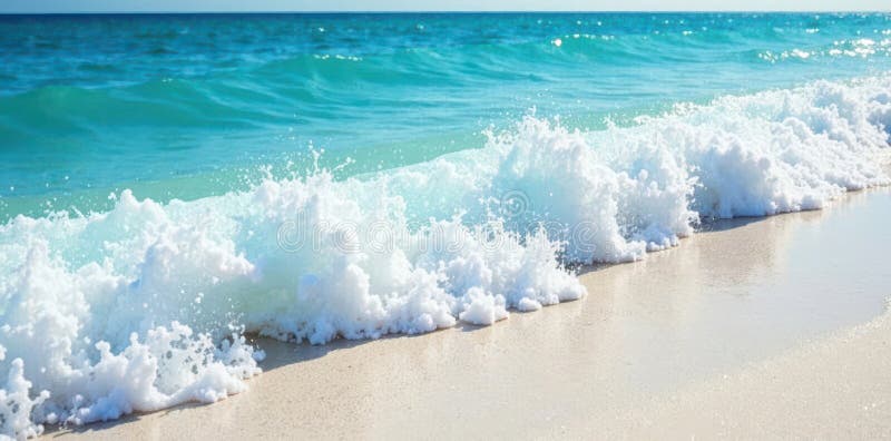 Gentle Blue Wave Curls Onto Pristine White Sand , Water Texture ...